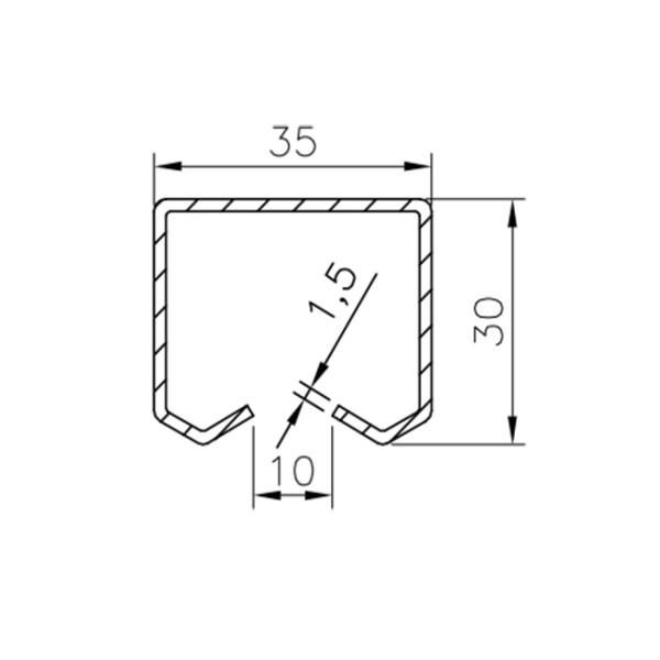 Gate hardware and accessories: aluminiumU-30 top track simple